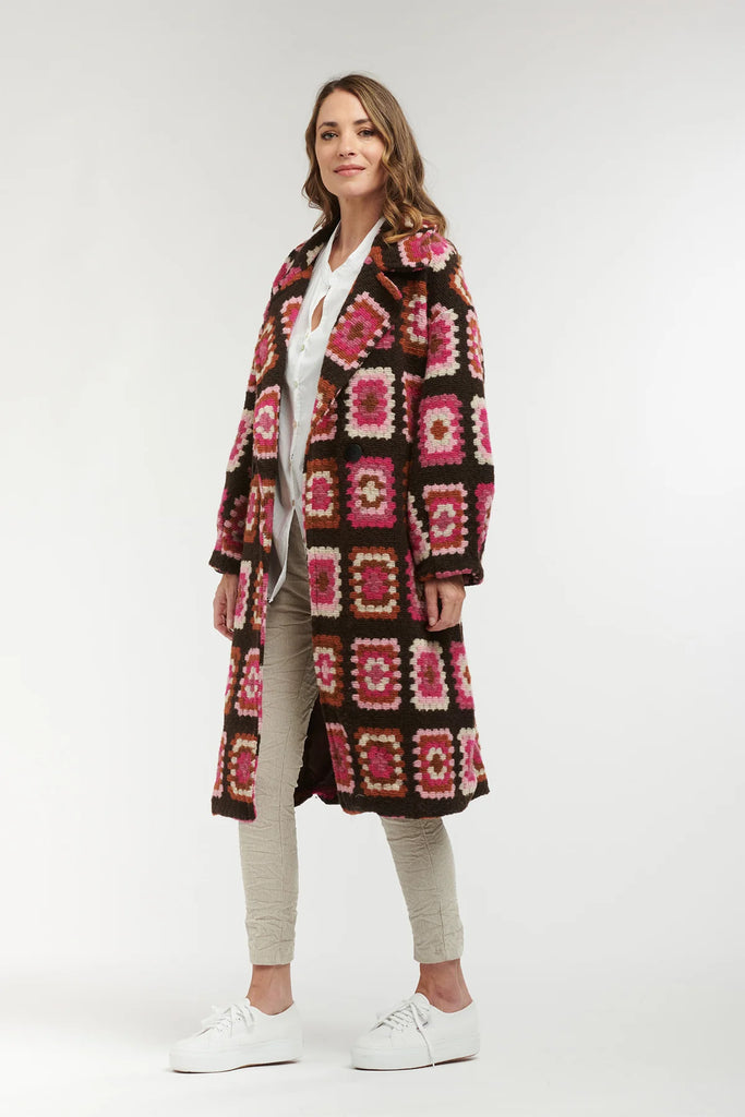 Flower Power Patch Coat - Choc /Pink – OllieandI