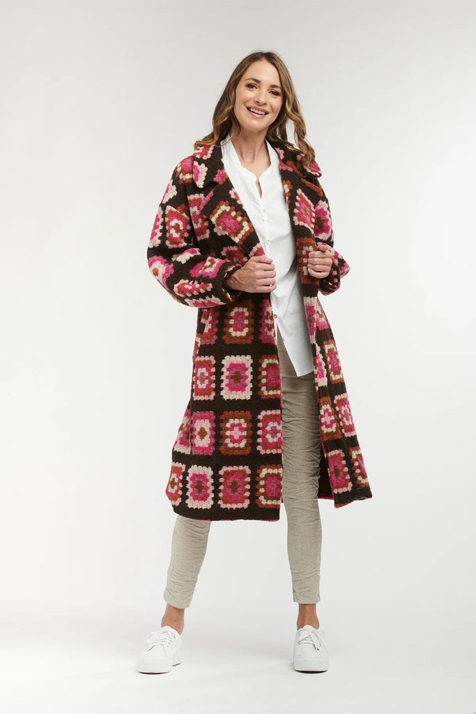 Flower Power Patch Coat - Choc /Pink – OllieandI